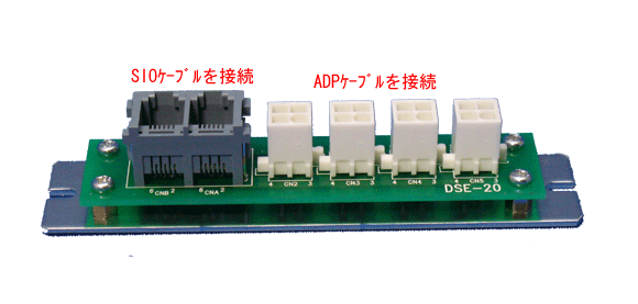 メカシリンダの多軸をPCやPLCからシリアル制御する場合に必要なコネクタ変換器（ADP-2-4）です。この変換器で4軸のメカシリンダが接続可能です。